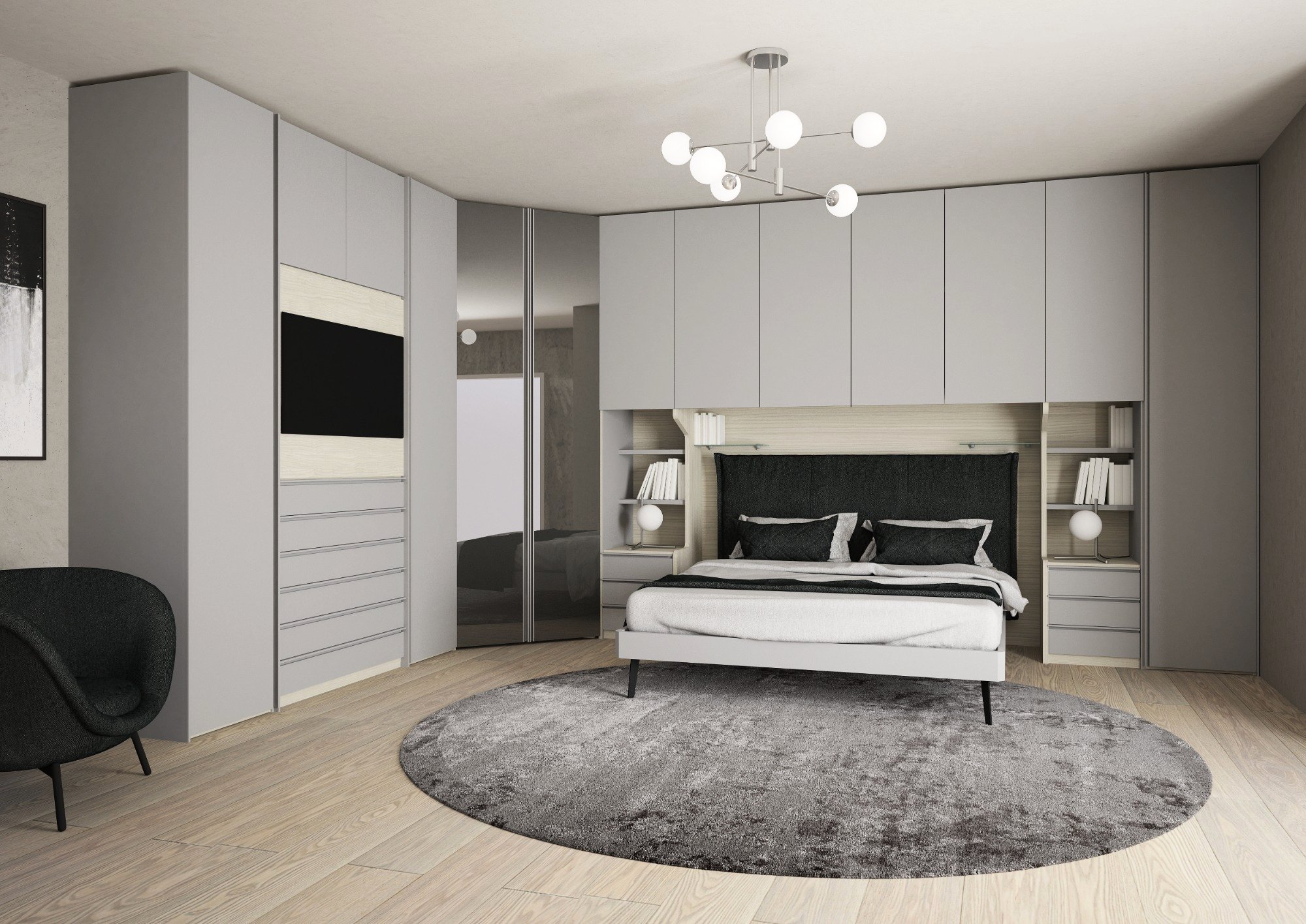 Camere da letto moderne a ponte: soluzioni di arredo